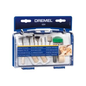 dremel 684-01 20-piece cleaning & polishing rotary tool accessory kit with case - includes buffing wheels, polishing bits, and polishing compound