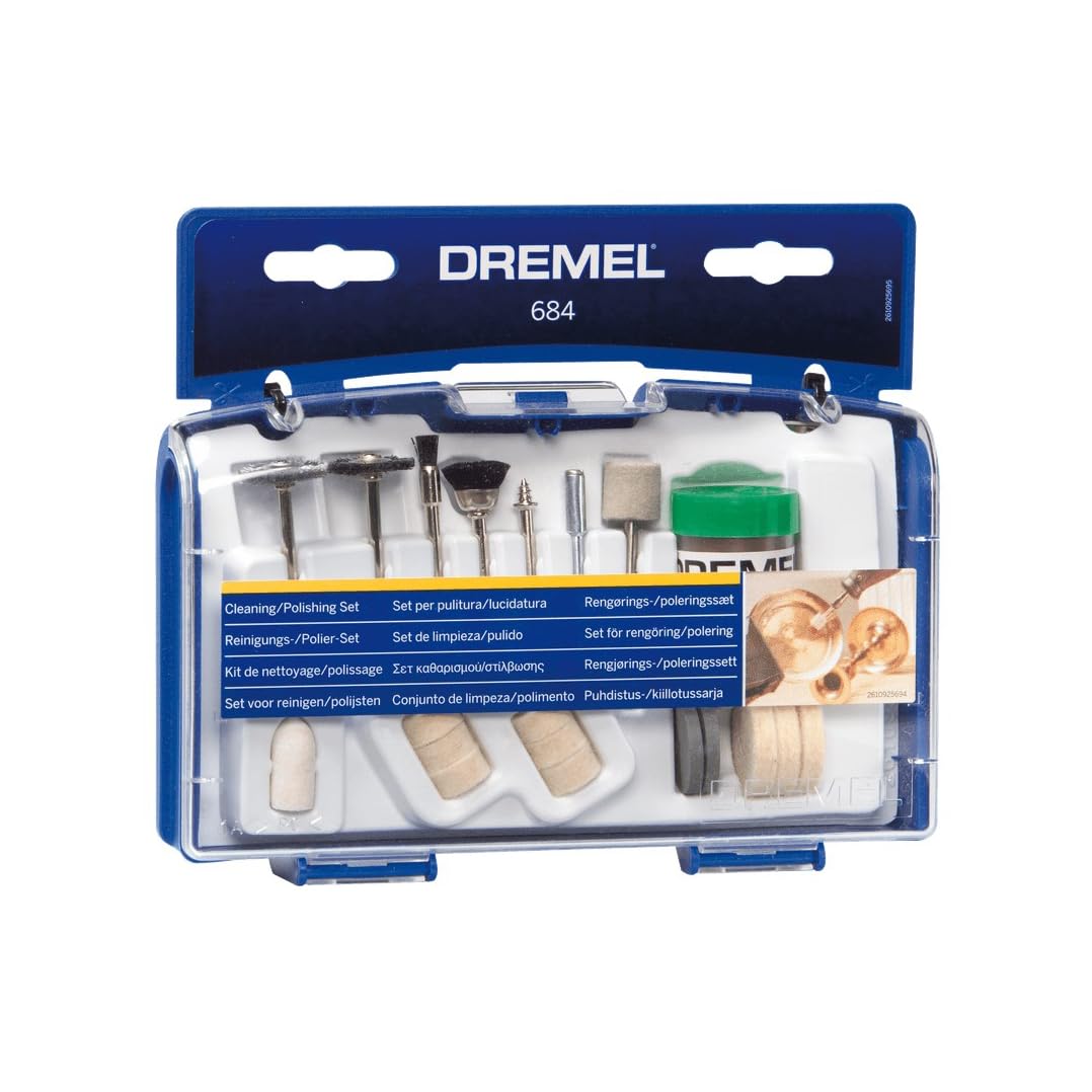 Dremel 684-01 20-Piece Cleaning & Polishing Rotary Tool Accessory Kit with Case - Includes Buffing Wheels, Polishing Bits, and Polishing Compound