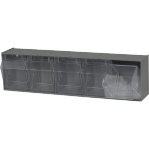 quantum storage tip out storage bin - 5 1/4in. x 23 5/8in. x 6 1/2in. size, gray, 5-bin system