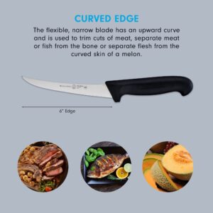 Messermeister Pro Series 6” Flexible Curved Boning Knife - German X50 Stainless Steel & NSF-Approved PolyFibre Handle - 15-Degree Edge, Rust Resistant & Easy to Maintain - Made in Portugal