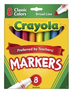 crayola broad line markers, school supplies, colors may vary, 8 count