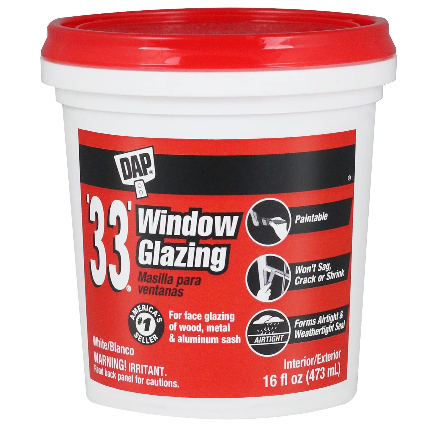 Dap 12121 33 Glazing Compound, 1-Pint, White