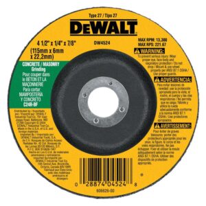 dewalt dw4524 4-1/2" x 1/4" x 7/8" concrete/masonry grinding wheel