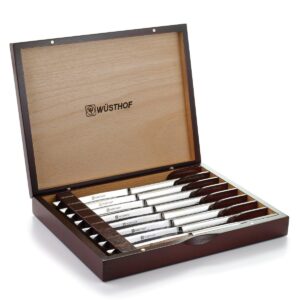 wusthof 8-piece stainless-steel steak knife set with wooden gift box