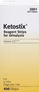 ketostix reagent strips for urinalysis, measure ketone levels, 100-count box