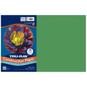 tru-ray® construction paper, 50% recycled, 12" x 18", holiday green, pack of 50