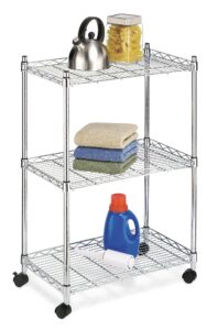 whitmor 3 tier chrome supreme cart-rolling utility organizer