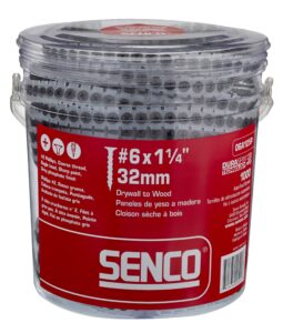 senco 06a125p duraspin number 6 by 1-1/4-inch drywall to wood collated screw (1,000 per box)