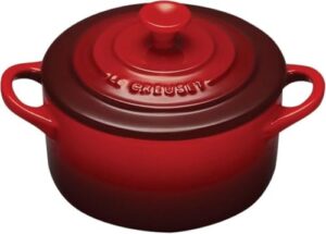 le creuset stoneware mini round cocotte, 8 oz., cerise