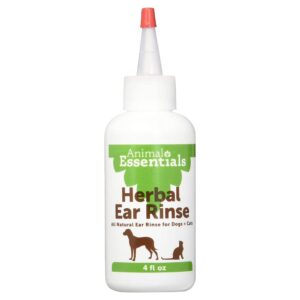 animal essentials herbal ear rinse for dogs & cats - ear cleaner, cleaning solution, ear wash, ear cleanser, ear drops, aloe vera - 4 fl oz