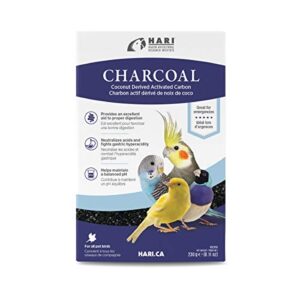 hari bird charcoal, coconut derived activated charcoal, aid in digestion and eliminate toxins, hagen supplement for all birds, 8.11 oz