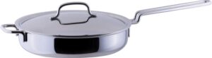 miyazaki seisakusho geo-25st geo saute pan, 9.8 inches (25 cm), made in japan, compatible with all heat sources, 7-layer construction, silver