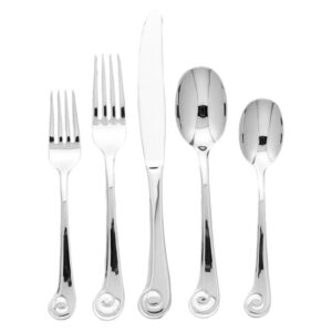 ginkgo international sanibel surf 20-piece stainless steel flatware place setting, service for 4