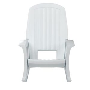 semco plastics rockaway heavy duty resin rocking chair, low maintenance all-weather rocker w/easy assembly for deck & patio, 600lbs capacity, white