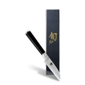 shun classic straight vegetable knife, 3.5 inch vg-max steel blade, handcrafted in japan, dm0714