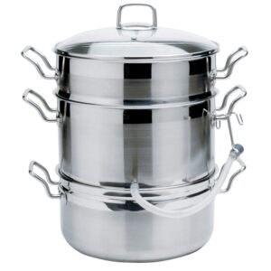 norpro stainless steel steamer/juicer, 11qts/10.4l, 4qts/3.8l, 8.5qts/8l, as shown