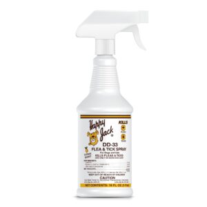 happy jack dd-33 flea and tick spray for dog and cat, flea treatment & control, water-based formula kills fleas & ticks effectively yet gentle on skin & hair, 16 oz