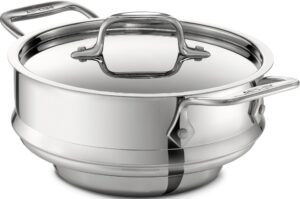 all-clad specialty stainless steel universal steamer for cooking 3 quart food steamer, steamer basket silver