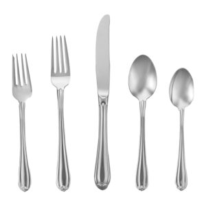 gorham melon bud 5-piece stainless steel flatware place setting, service for 1, silver -