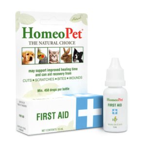 homeopet first aid, safe and natural oral wound care for dogs, cats, and other pets, 15 milliliters