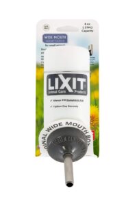 lixit wide mouth bpa-free cage water bottles for rabbits, ferrets, guinea pigs, rats, chinchillas, hamsters, mice, hedgehogs, gerbils and other small animals. (translucent, 8 ounce)