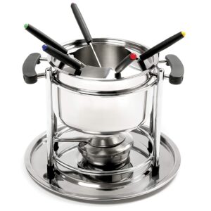 norpro stainless steel 10 piece fondue set, medium, silver