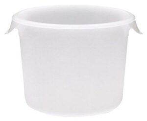 rubbermaid commercial products plastic round food storage container with bail handle, 2 quart, white, high temperature range food organization/storage for wet/dry food in kitchen/restaurants/cafeteria