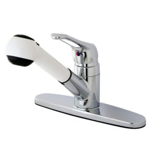 kingston brass kb701 wyndham pull-out sprayer kitchen faucet, 8", polished chrome