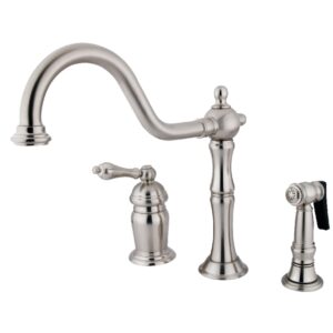 kingston brass ks1818albs heritage widespread kitchen faucet, 9-5/8", nickel