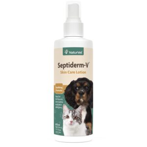 naturvet green tree septiderm-v skin care lotion for dogs & cats – pet health supplement for dermatitis, dog skin allergies, itching, hot spots, cat rashes – pet lotion, grooming aid – 8 oz.