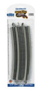 bachmann trains - snap-fit e-z track 33.25” radius 18 degree curved track (5/card) - nickel silver rail with gray roadbed - ho scale