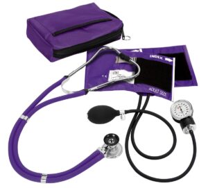 prestige sphygmomanometer and stethoscope kit with matching purple carrying case