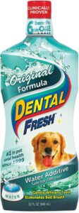 dental fresh water additive for dogs, original formula, 32oz – dog breath freshener and dog teeth cleaning for dog dental care– add to water