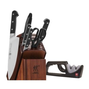 zwilling pro 7-pc knife block set with bonus sharpener