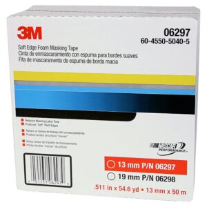 3m soft edge foam masking tape, 06297, 13 mm x 50 m , white