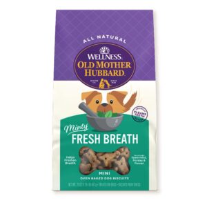 old mother hubbard by wellness mother's solutions minty fresh breath natural dog treats, crunchy oven-baked biscuits, ideal for training, 20 ounce bag