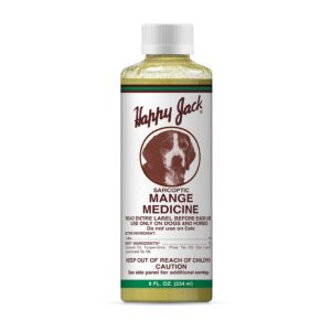 happy jack mange medicine & mange treatment for dogs & horses - brings soothing itch relief to hot spots, severe mange, fungi, allergies, eczema & most dog skin irritation (8 oz)