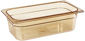 rubbermaid commercial products hot food insert pan for restaurants/kitchens/cafeterias, 1/3 size, 4 inches deep, amber (fg217p00ambr)