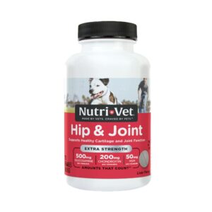 nutri-vet hip & joint extra strenght chewable tablets for dogs, 75 count (24743-3)