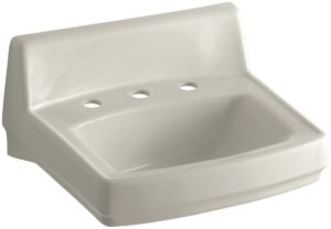 kohler k-2030-n-g9 greenwich wall-mount lavatory with 8" centers and sealed overflow, sandbar