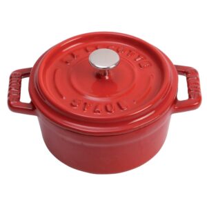 staub cast iron 0.25-qt mini round cocotte - cherry, made in france