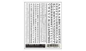 woodland scenics r.r. roman black dry transfer decals