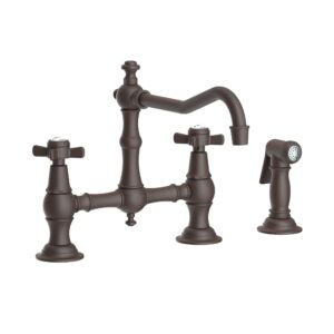 newport brass 945-1 fairfield double handle bridge kitchen faucet with metal cro, oil rubbed bronze