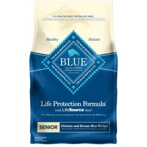 blue buffalo life protection formula natural senior dry dog food, chicken and brown rice 6-lb