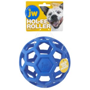 jw pet hol-ee roller dog toy puzzle ball, natural rubber, large (5.5 inch diameter), colors may vary