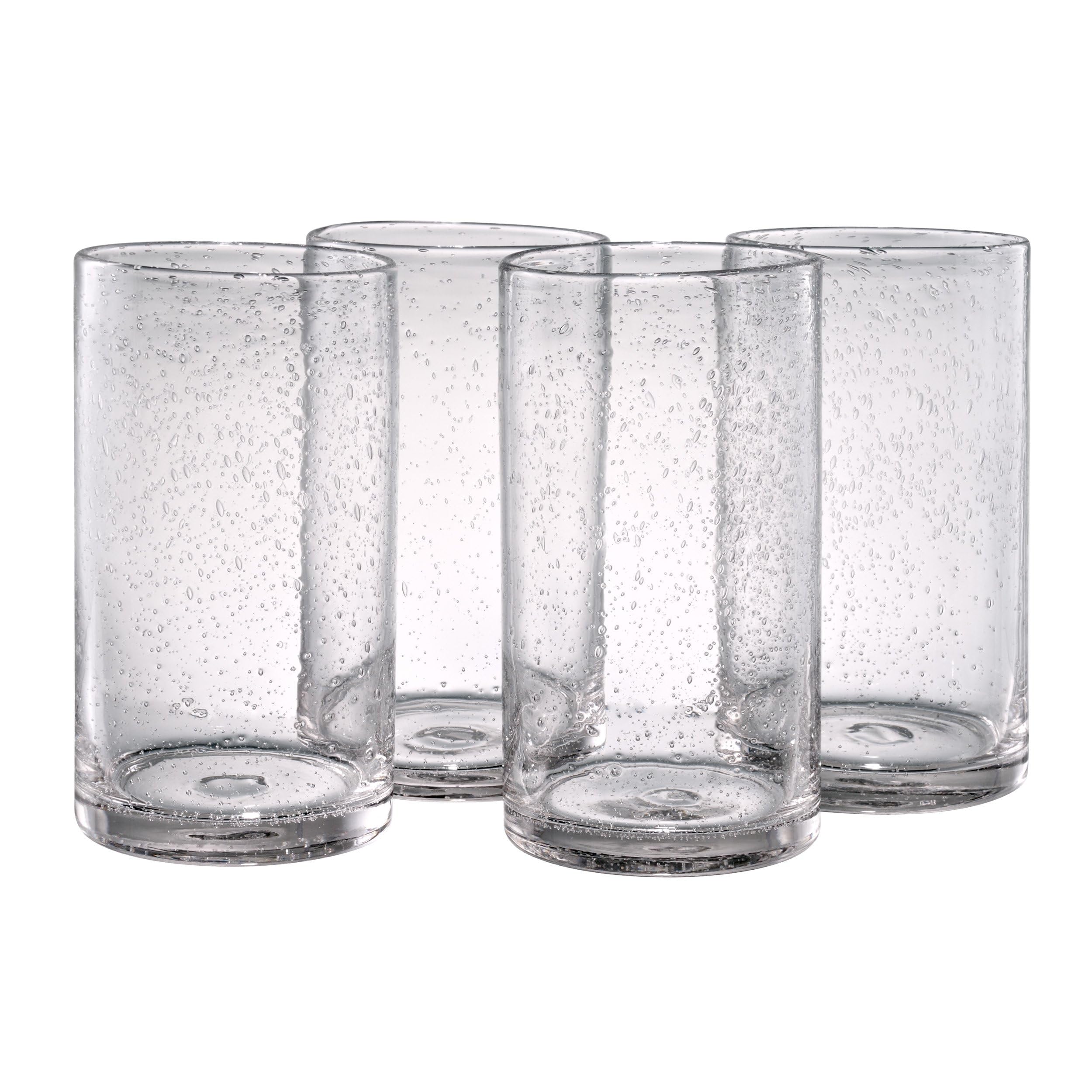 Artland 17oz Highball Tumbler, Set of 4 | Iris Seeded Design, Clear | Drinking Glass for Parties and Everyday Use - Mojito, Whiskey, Cocktail | Glassware & Kitchenware Essentials