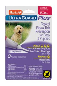 hartz ultraguard plus topical flea & tick prevention for dogs and puppies - 15-30 lbs, 3 monthly treatments