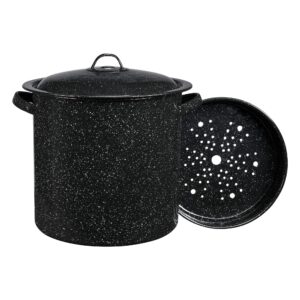 granite ware 15.5 qt steamer, with lid and insert. enameled steel perfect for seafood, soups or sauces.