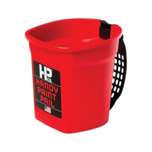 handy paint pail, holds 32-fl oz of paint or stain, efficient for clean-ups and quick color changes with integrated magnetic brush holder