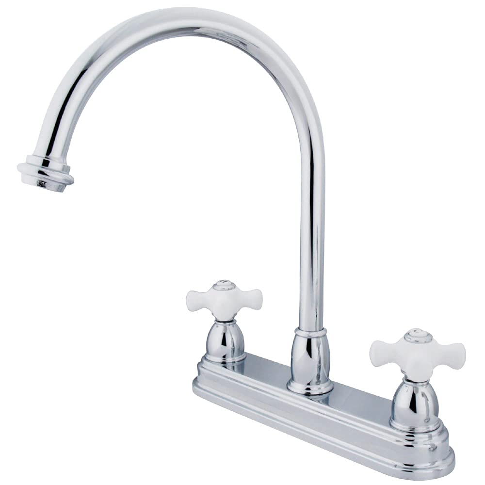 Kingston Brass KB3741PX Restoration 8-inch Centerset Kitchen Faucet without Sprayer, Polished Chrome